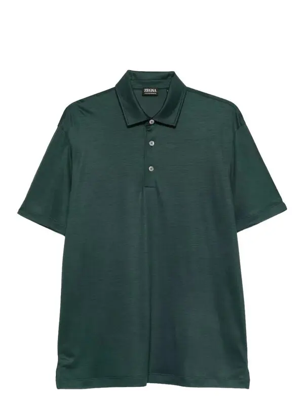 Zegna Buttoned Wool Polo Shirt - Green