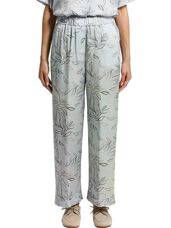 Peserico Printed Satin Trousers - Blue