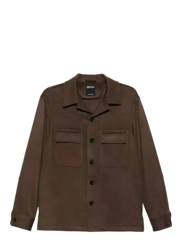 Zegna Button Flap Pocket Shirt - Brown