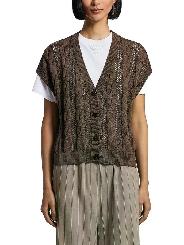 Peserico Cordonet Cardigan - Brown