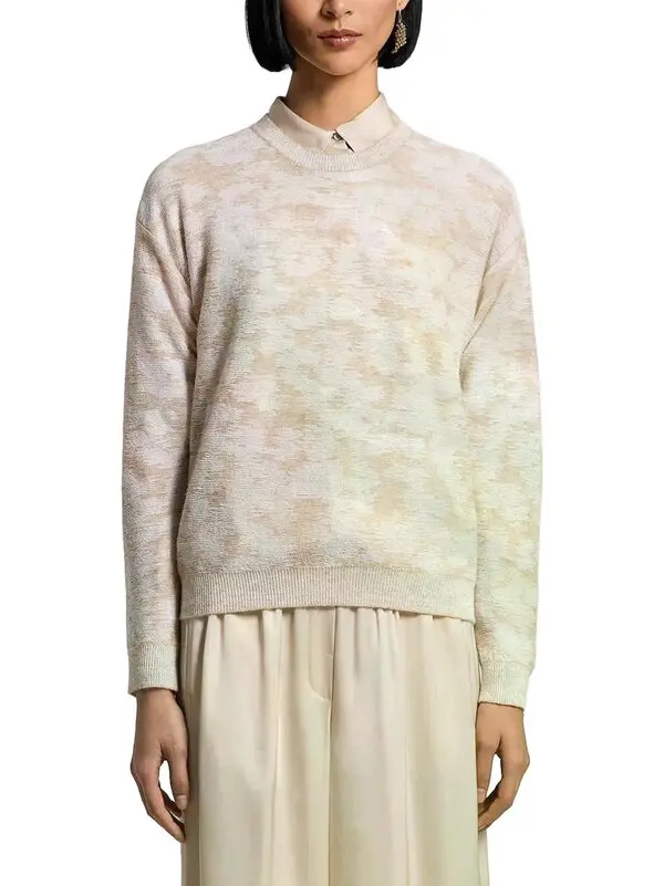 Peserico Patterned Sequinned Sweater - Neutrals