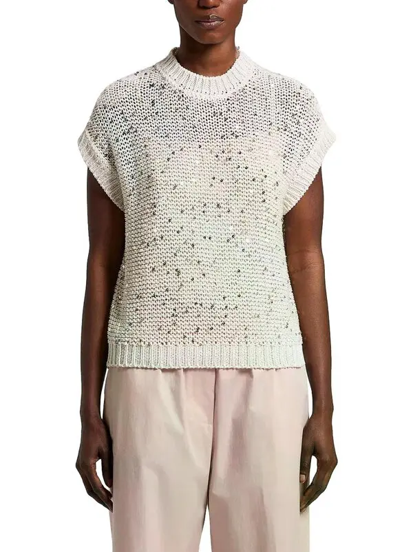 Peserico Sequined Knitted Top - Neutrals