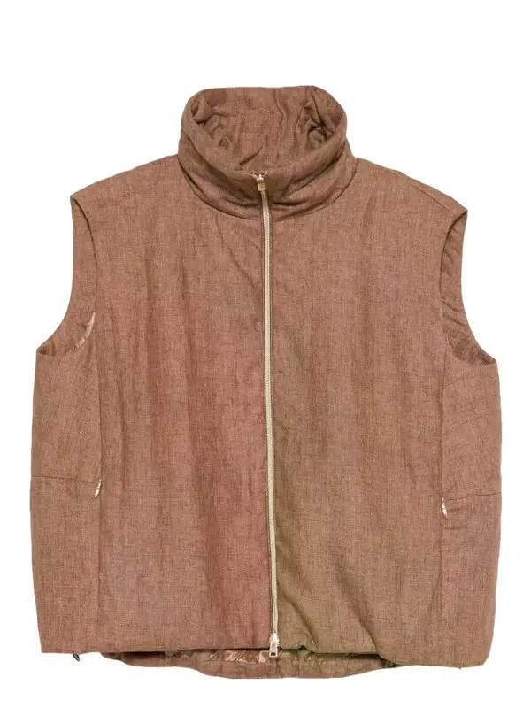 Herno Funnel-neck Zip Gilet - Brown