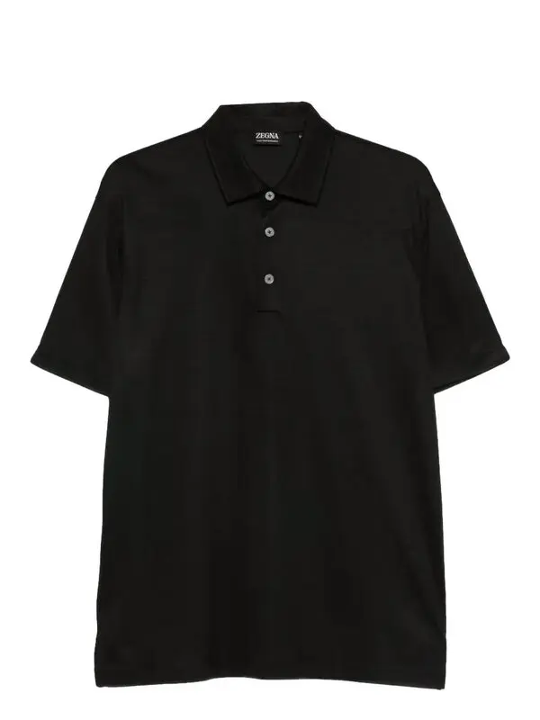 Zegna Buttoned Wool Polo Shirt - Black