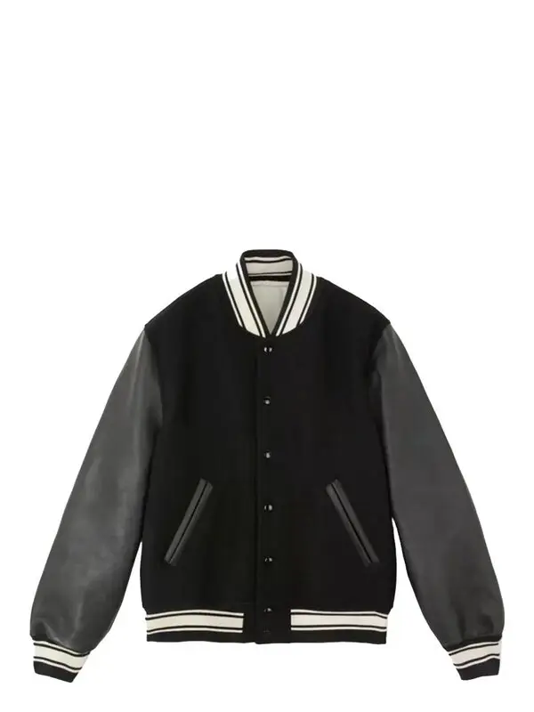 FORTELA Leather-sleeve Bomber Jacket - Black