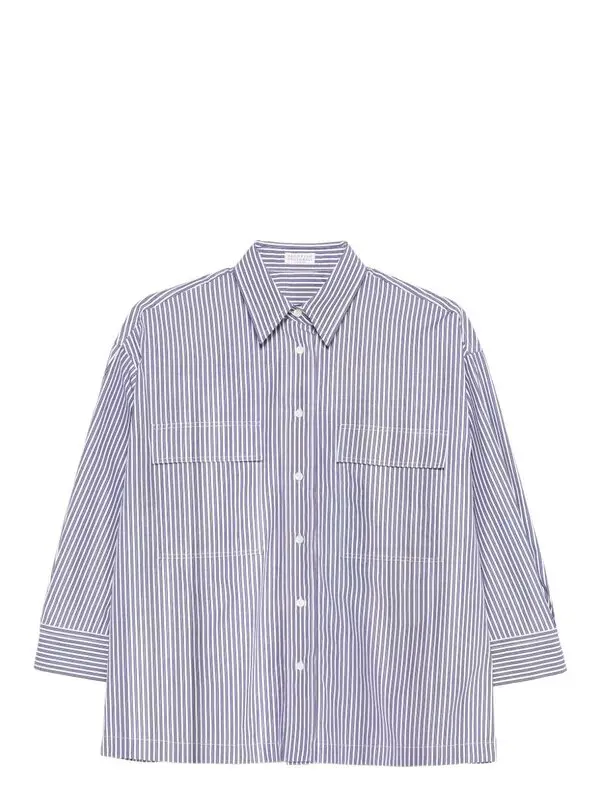 Brunello Cucinelli Striped Pocket Shirt - Blue