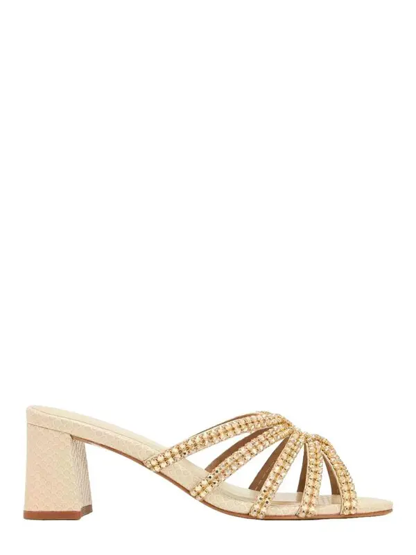 NICOLI Embellished Strappy Mules - Neutrals