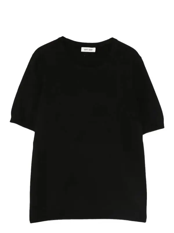 Soft Goat Short-sleeve Sweater - Black