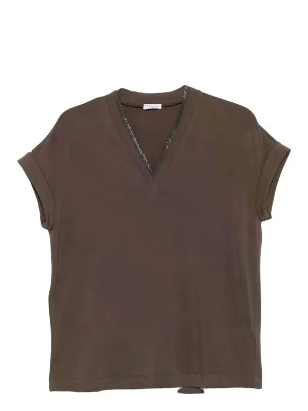 Brunello Cucinelli V-neck T-shirt - Brown