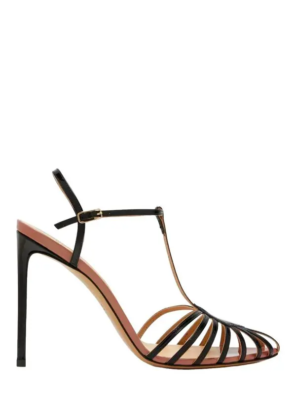 FRANCESCO RUSSO T-strap Cage Sandals - Black