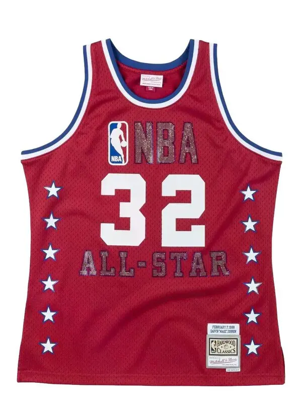 Mitchell & Ness Nba Magic Johnson Rhinestone Swingman Vest - Red