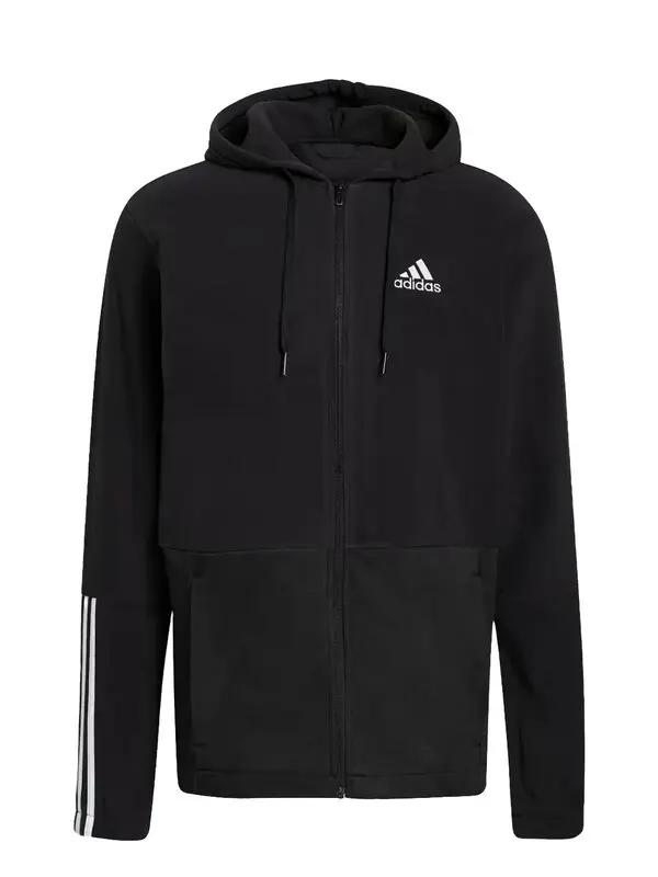 Adidas Essentials Giant-logo Full-zip Hoodie - Black