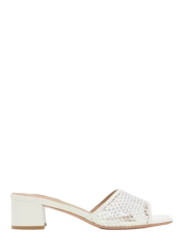 NICOLI Beaded Mesh Mules - White