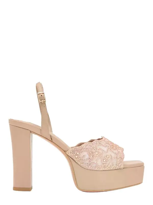 NICOLI Lace Embellishment Platform Sandals - Neutrals