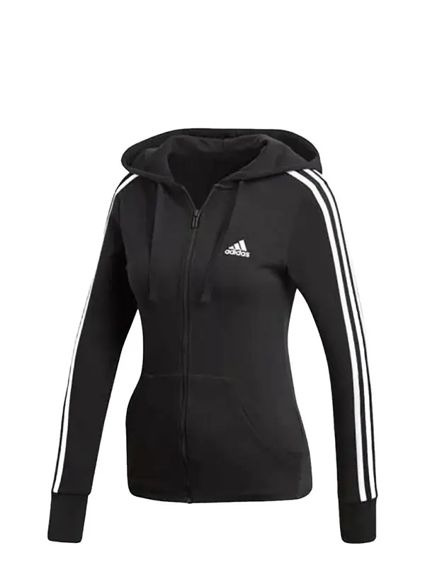 Adidas Essentials 3-stripe Zip-up Hoodie - Black