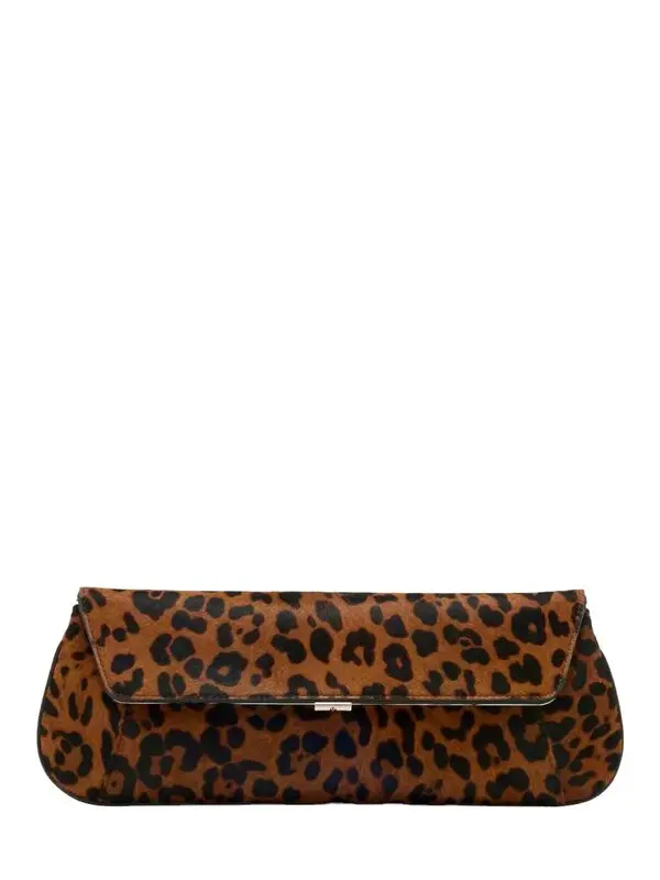 Amina Muaddi Leopard Print Clutch - Brown