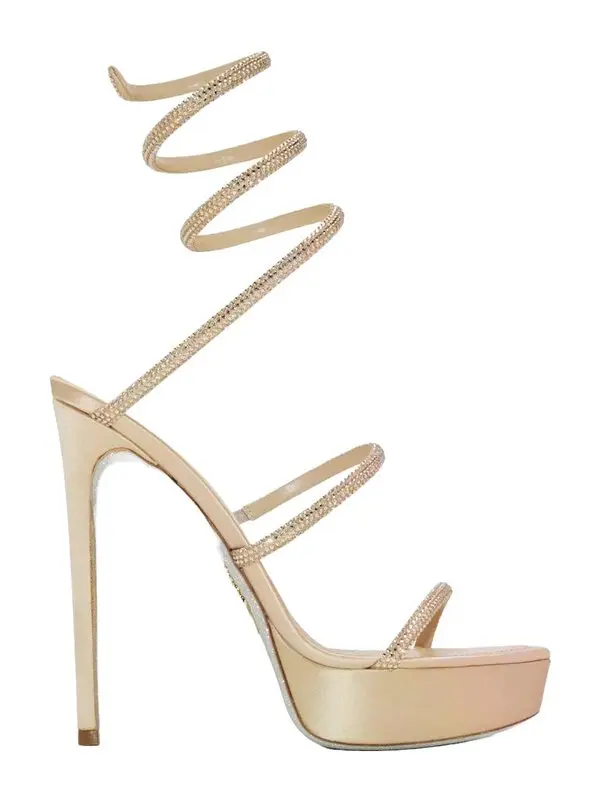 Rene Caovilla Platform Crystal Embellished Sandals - Neutrals