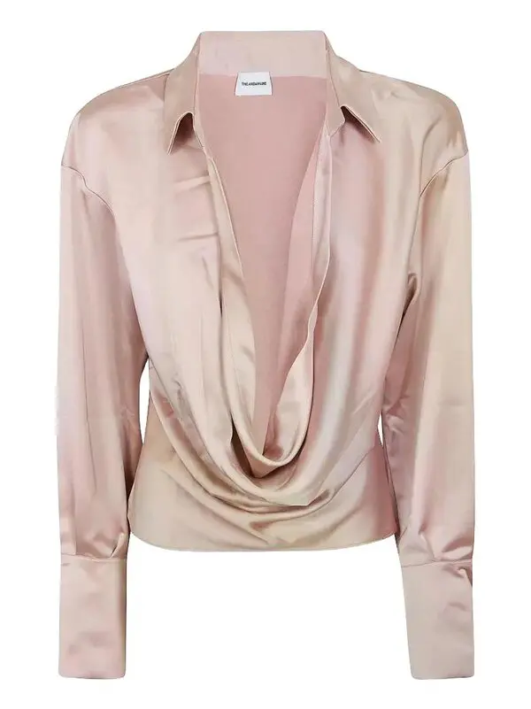 Andamane Lilia Cowl-neck Collared Blouse - Pink