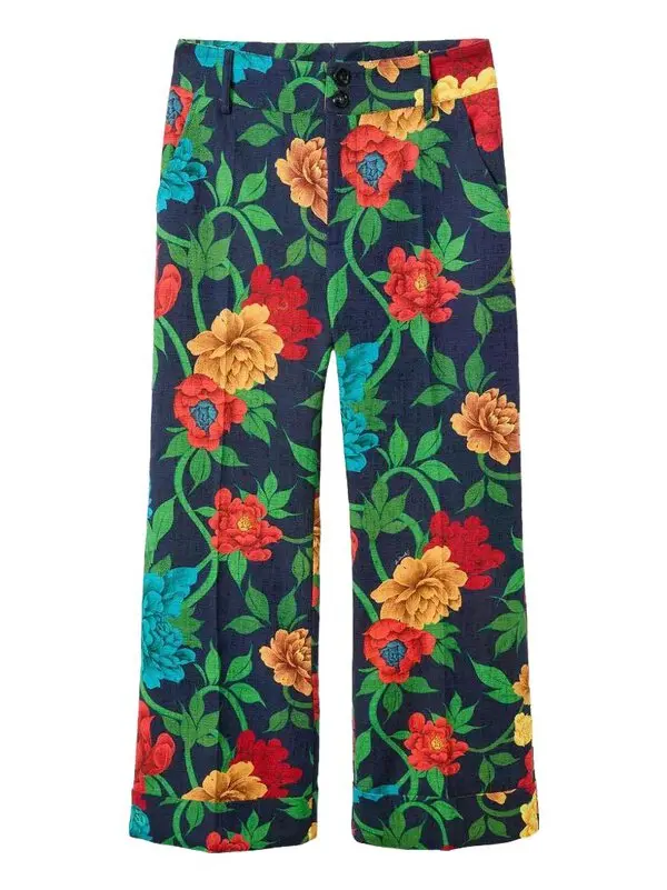 La DoubleJ Floral Print Trousers - Blue