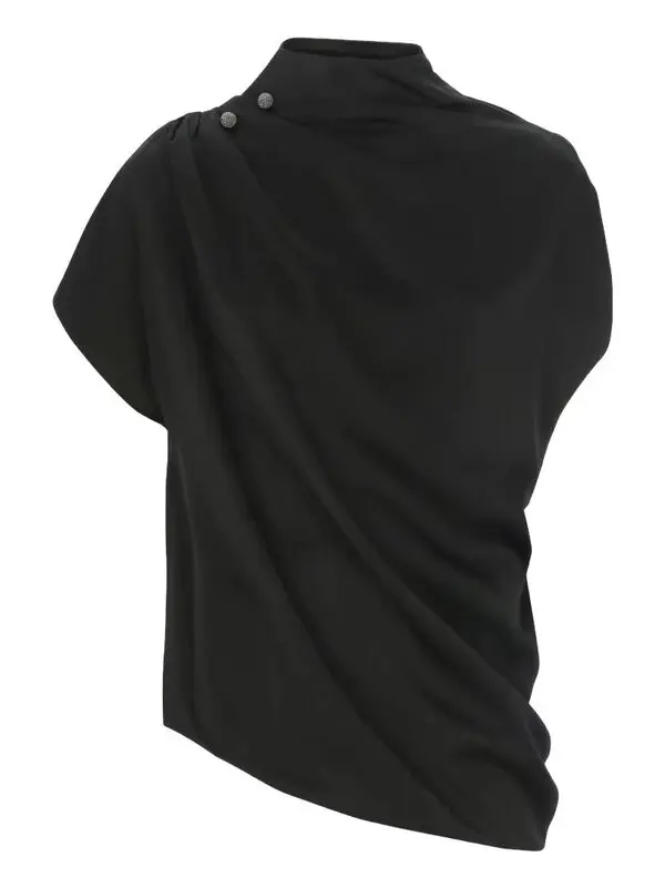 Fabiana Filippi Draped Button Blouse - Black