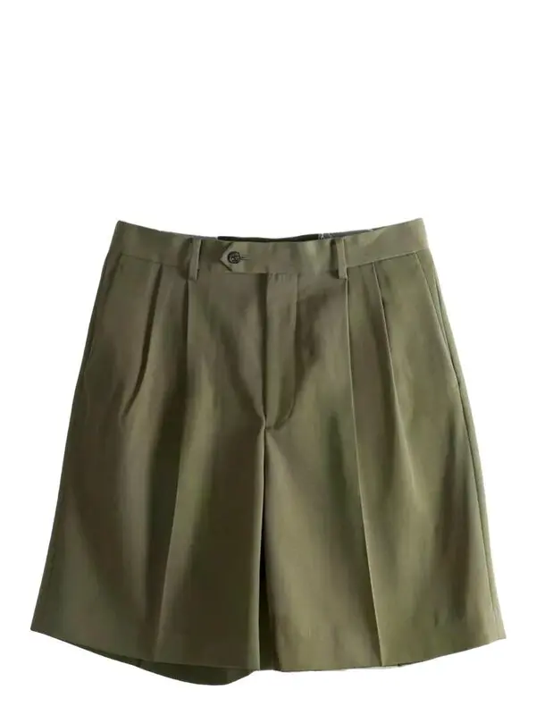 Auralee Pleated Gabardine Shorts - Green