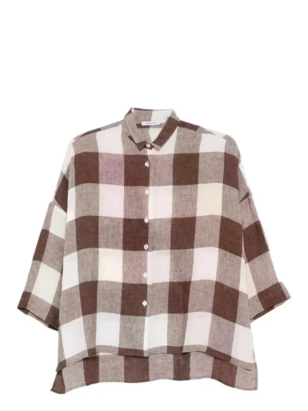 ROSSO 35 Check Shirt - Brown
