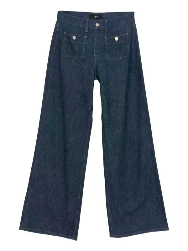7 For All Mankind Lotta Patch Pocket Wide Leg Jeans - Blue