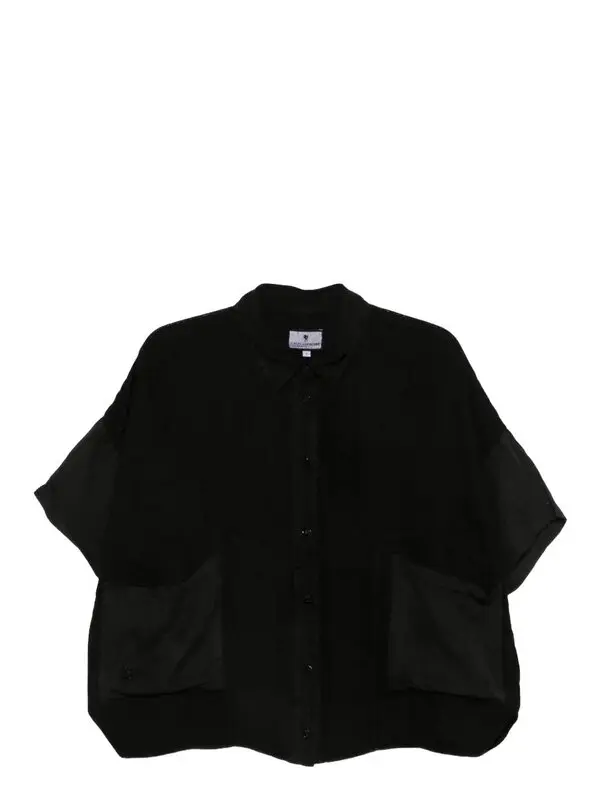 European Culture Patch Pocket Short Sleeve Shirt - Black