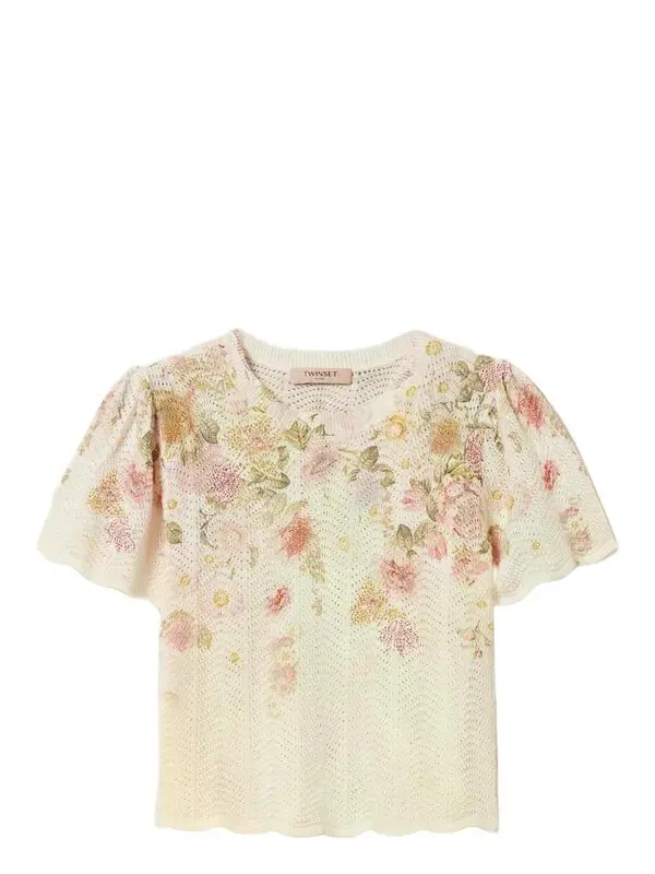 TWINSET Floral-pattern Knitted Top - Neutrals