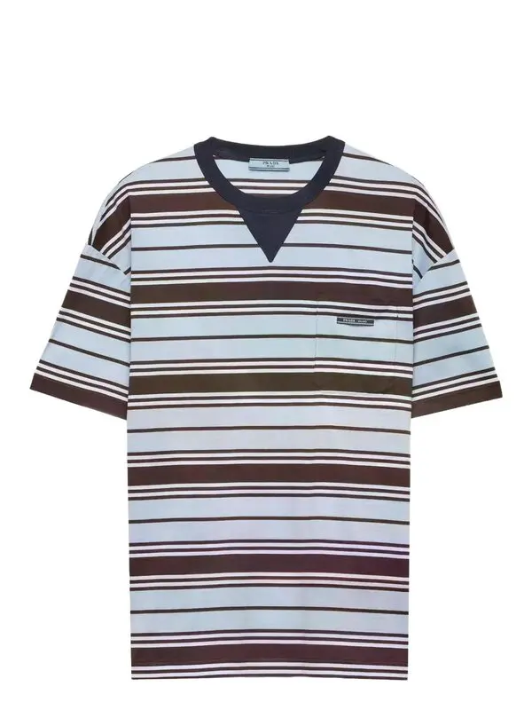 Prada Striped Cotton T-shirt - Brown