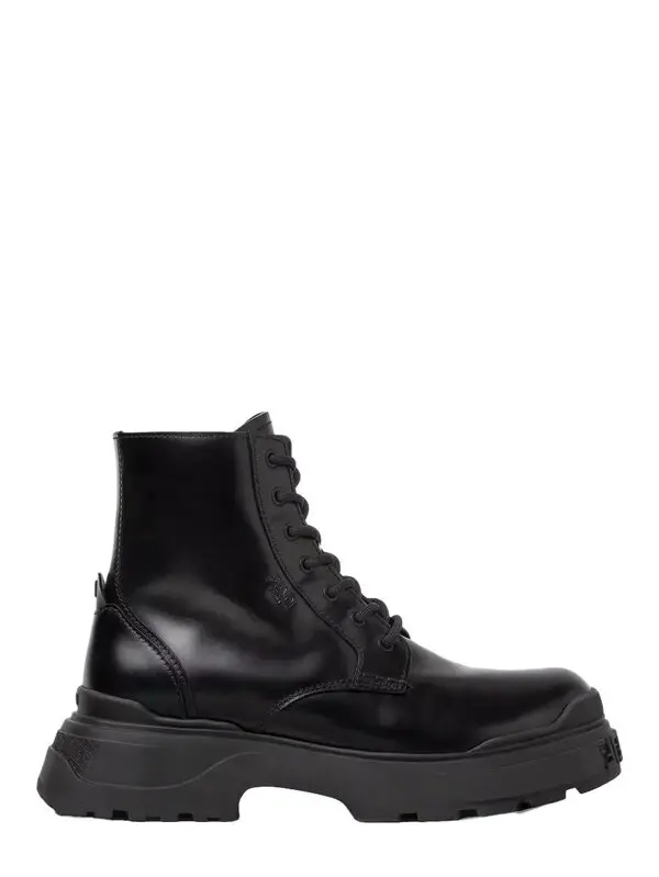 Fendi Leather Lace-up Boots - Black