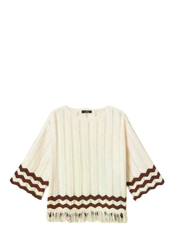 TWINSET Zigzag-print Fringed Top - White