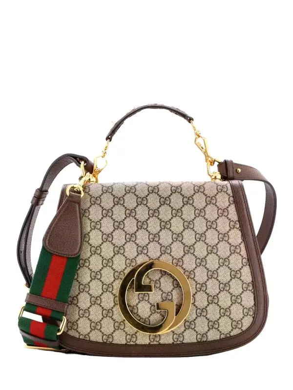 Gucci Blondie Nm Top Handle Gg Coated Canvas Medium Satchel - Brown