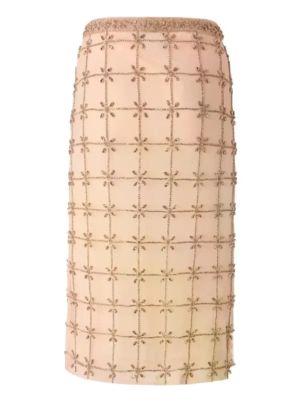 Pinko Embellished Mesh Calf-length Skirt - Pink