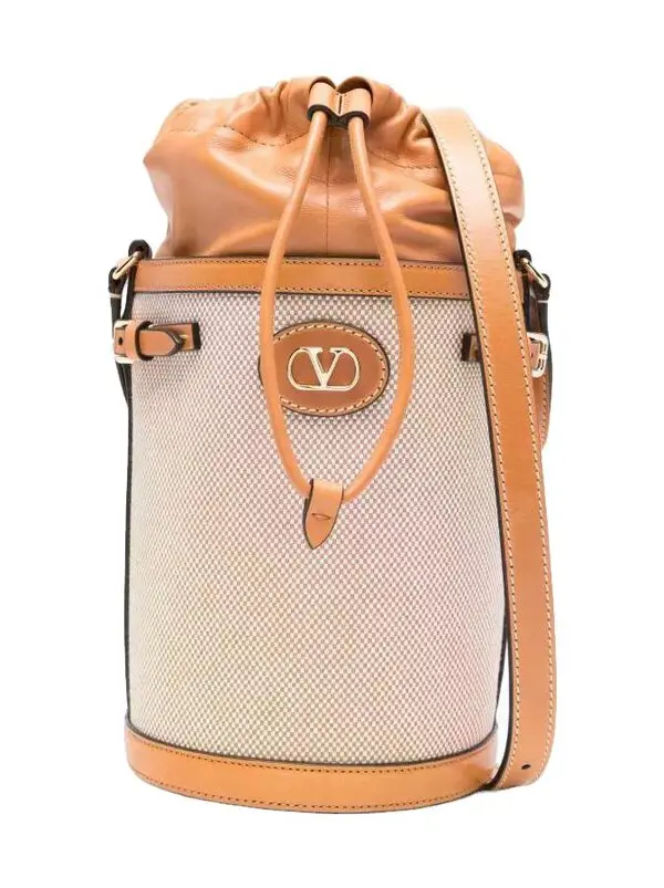 Valentino Garavani Logo-plaque Bucket Bag - Neutrals