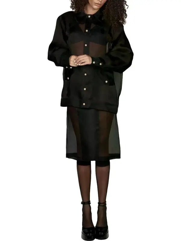 MIA PECULIAR Pearl-button Shirt - Black