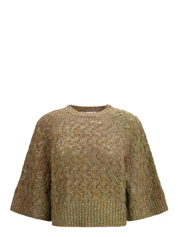 Brunello Cucinelli Open-stitch Silk Sweater - Brown