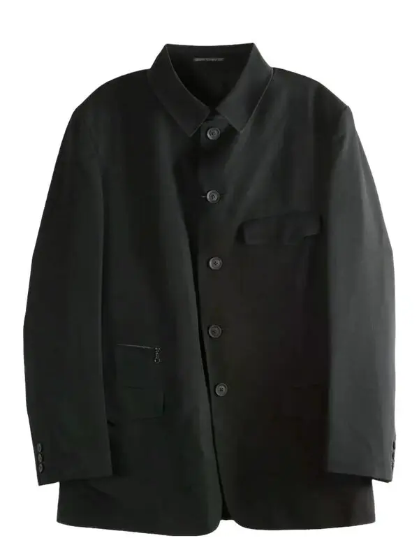 Yohji Yamamoto Button-up Gabardine Jacket - Black