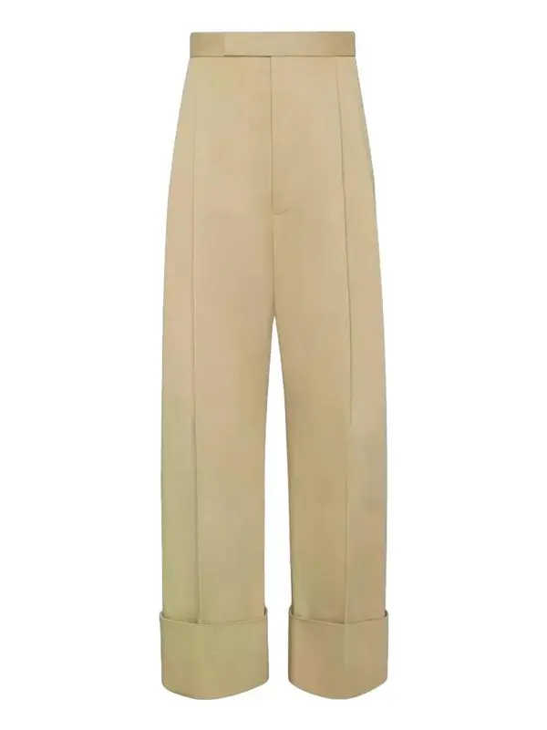 Thom Browne Cotton Gabardine Double Pleat Trousers - Neutrals