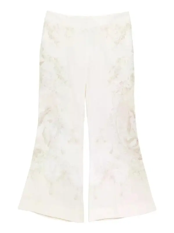 Zimmermann Cropped Floral-print Flared Trousers - Neutrals