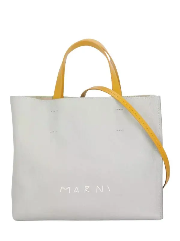 Marni Museo Soft Colourblock Leather Tote - Grey