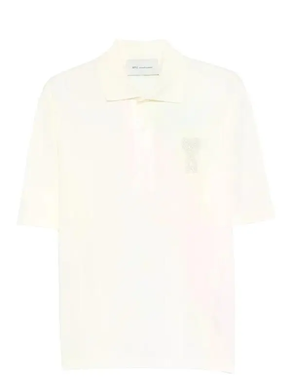 Ami Logo-appliqué Polo Shirt - Neutrals