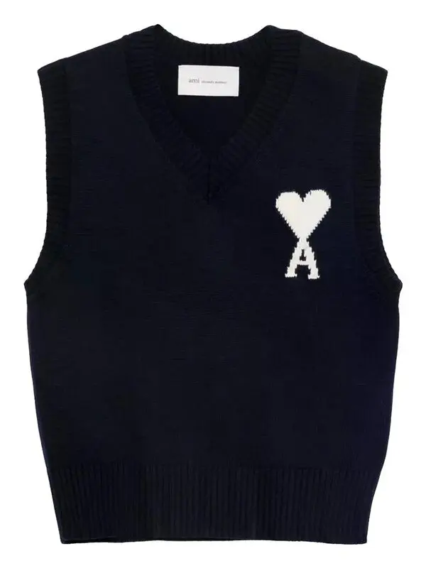 Ami V-neck Vest - Blue