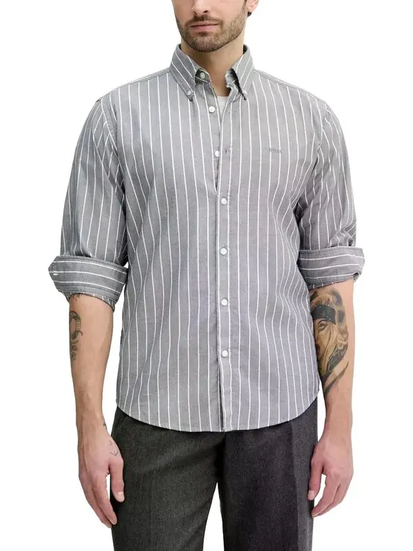 BOSS Ricoplus Striped Shirt - Grey
