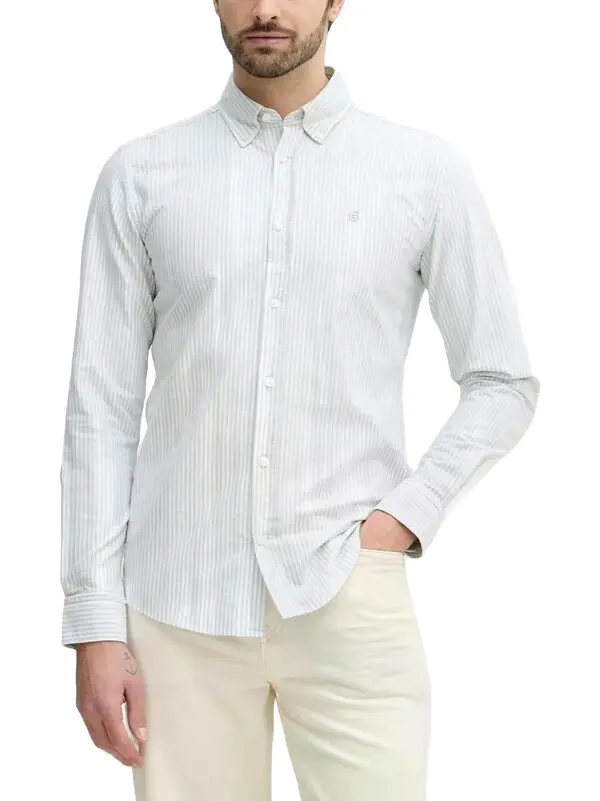 BOSS Striped Button Shirt - White