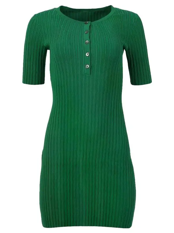 Lhd Samphire Buttoned Knit Mini Dress - Green