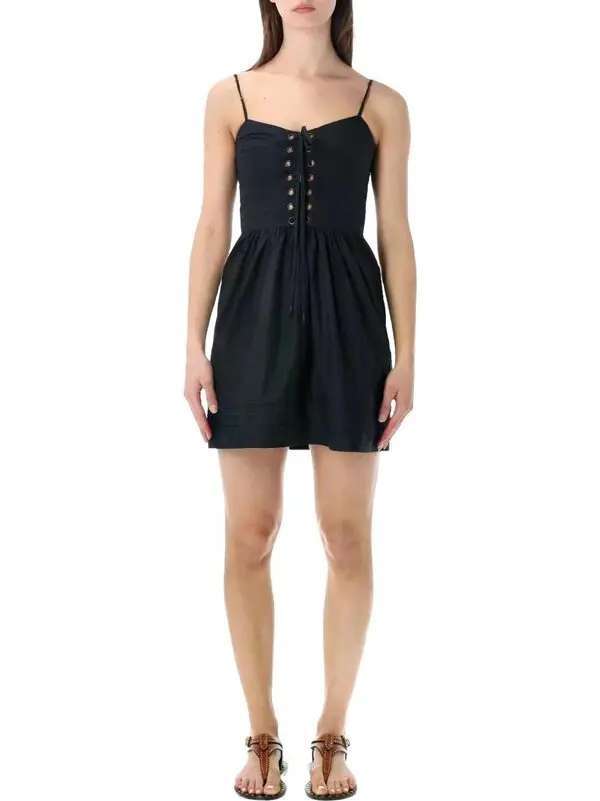 MARANT ETOILE Dryna Eyelet Lace-up Mini Dress - Black