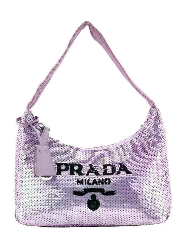 Prada Re-edition 2000 Sequins Mini Hobo Bag - Purple