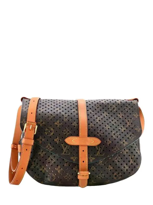 LOUIS VUITTON Flore Saumur Perforated Monogram Crossbody Bag - Brown