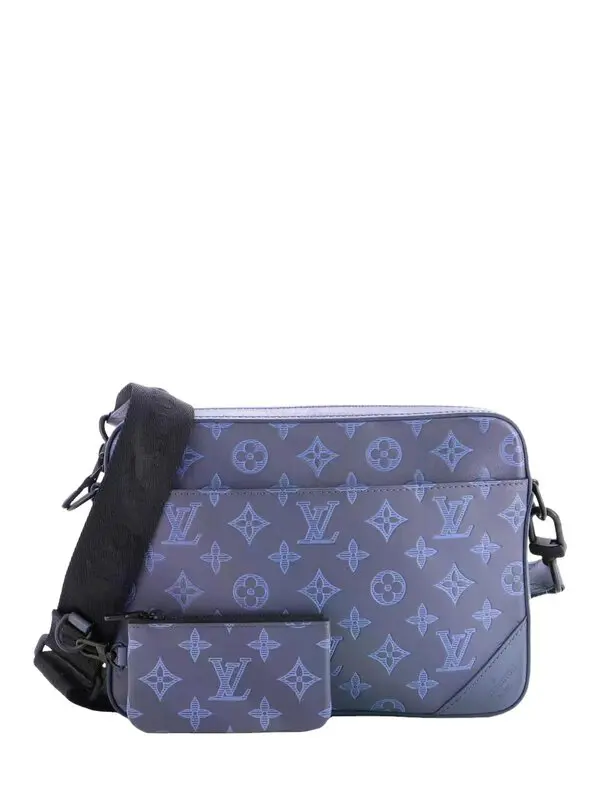 LOUIS VUITTON Duo Messenger Bag Monogram Shadow Leather - Blue